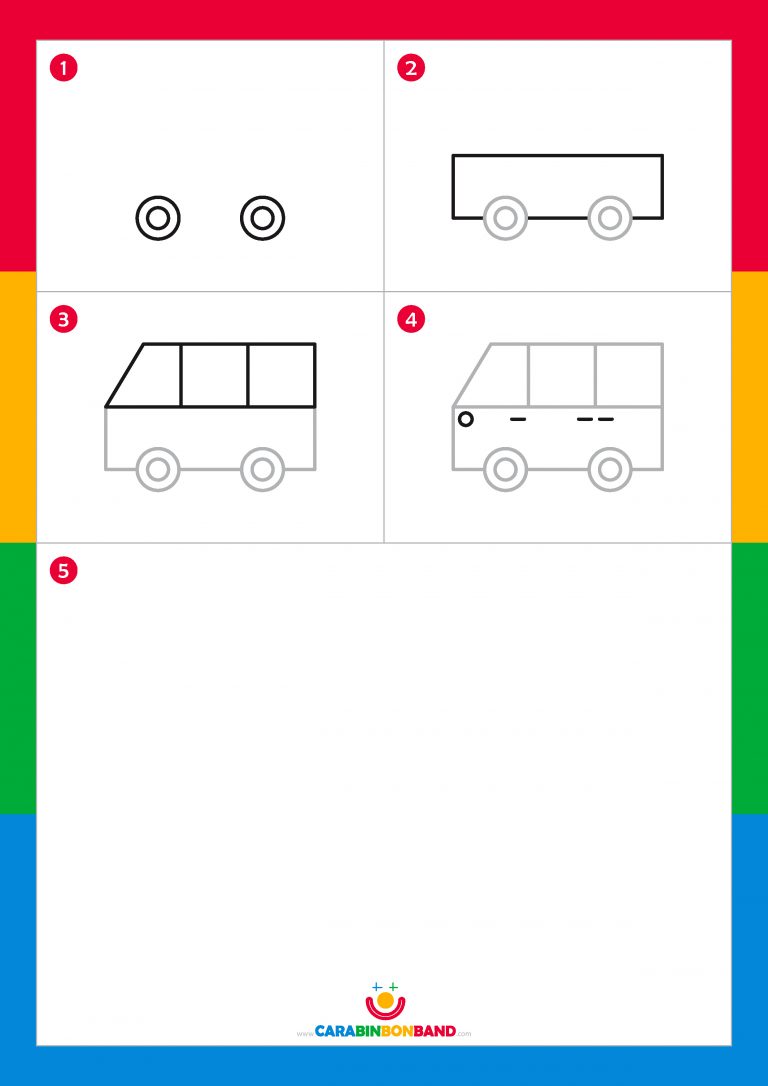 Drawing tutorials: easy van for kids – CARA BIN BON BAND
